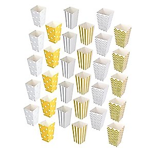 Cabilock 30pcs Popcorn Boxes Popcorn Box Cardboard Popcorn Box Paper Chicken Box Paper Candy Container Snack Container Candy Containers Popcorn Containers Vertical Stripe Boxes Party Supply