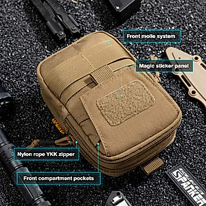 EXCELLENT ELITE SPANKER Tactical Molle EDC Pouch Organizer Nylon Belt Waist Bag with Cellphone Holster for iPhone 14 Pro131211ProMax XsMax XR XS X 8P 8 7 6 Samsung Galaxy S22 S21 Note20(Coyote Brown)