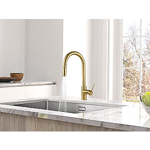 AguaStella AS60BG Brushed Gold Kitchen Sink Faucet with Pull Down Sprayer Single Handle