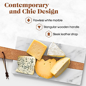 American Atelier Modern Rectangular Marble Cutting Board | Marble Cutting Boards for Kitchen | Marble Charcuterie Board | Marble Cheese Board | Marble Slab for Cheese, Charcuterie, Bread, & More