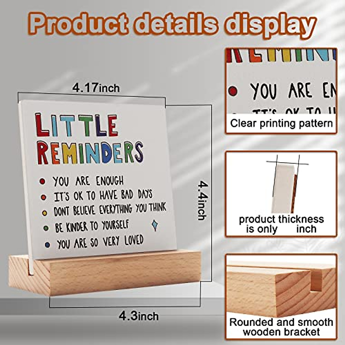 Mental Health Gift for Women, Little Reminders Office Decor Sign, Positivity Recovery Self Care Encourage Gift, Desk Decor Plaque Gifts