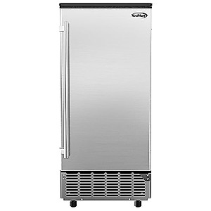 KoolMore Stainless-Steel Built-in Ice Maker Machine with Large 25 lb. Cube Storage Basket, Full Cube Production, Fast Ice Making Time, Free-Standing/Under-Counter - 75lbs of Ice per Day (BIM75-BS)