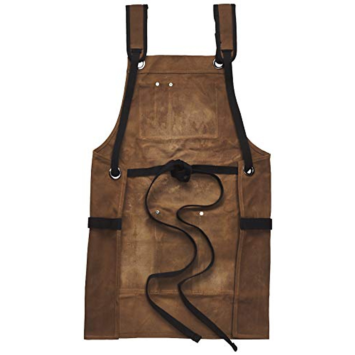 Angry Beaver Waxed Canvas Work Shop Apron For Men, Wood Workers Apron, Adjustable Construction or Craftsman Shop Apron with Utility Pockets and Tool Loop