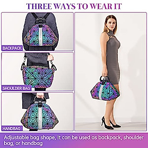 chosping Geometric Luminous Purse Holographic Reflective Handbags Women's Fashion Backpack (Diamond)