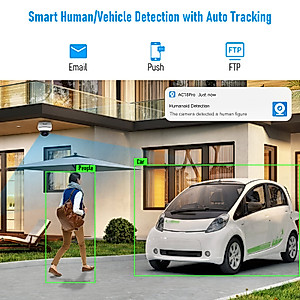 JideTech Outdoor 4K PTZ POE Camera, 8MP IP Dome Camera with 5X Optical Zoom, IR Night Vision Human/Motion Detection, Built in 2-Way Audio, Pan/Tilt, SD Card Slot