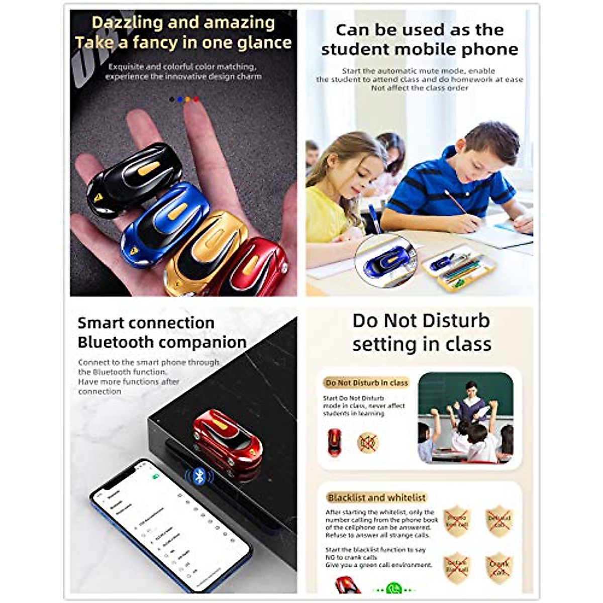 Tuanzi F18 Smallest Flip Cellphone GSM Unlocked 2G Mini Phone MTK6261 Bluetooth Mini Backup Pocket Portable Car Model Mobile Phone Gift for Kids (Gold)