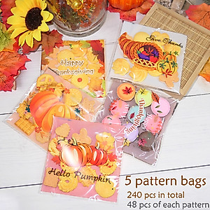 HADDIY Thanksgiving Cookie Treat Bags,240 Pcs Small Cellophane Self Adhesive Fall Pumpkin Candy Goody Bags in Bulk for Autumnt Thanksgiving Party Favor