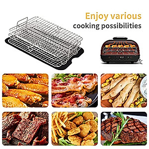 SIUDANGKA Air Fryer Rack for Ninja Foodi Grill XL Air Fryer, 304 Stainless Steel Multi-Layer Toast Rack Dehydrator Rack Air Fryer Accessories Compatible with Ninja FG551 IG651 Air Fryer