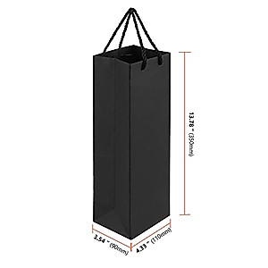 SEUNMUK 30 Pack 13.8 x 4.3 x 3.5 Inch Black Bulk Wine Bottle Gift Bags, 250 gsm Strong Paper Wine Gift Bags with handles, Elegant Paper Wine Bags for Party Shopping Retail Wedding