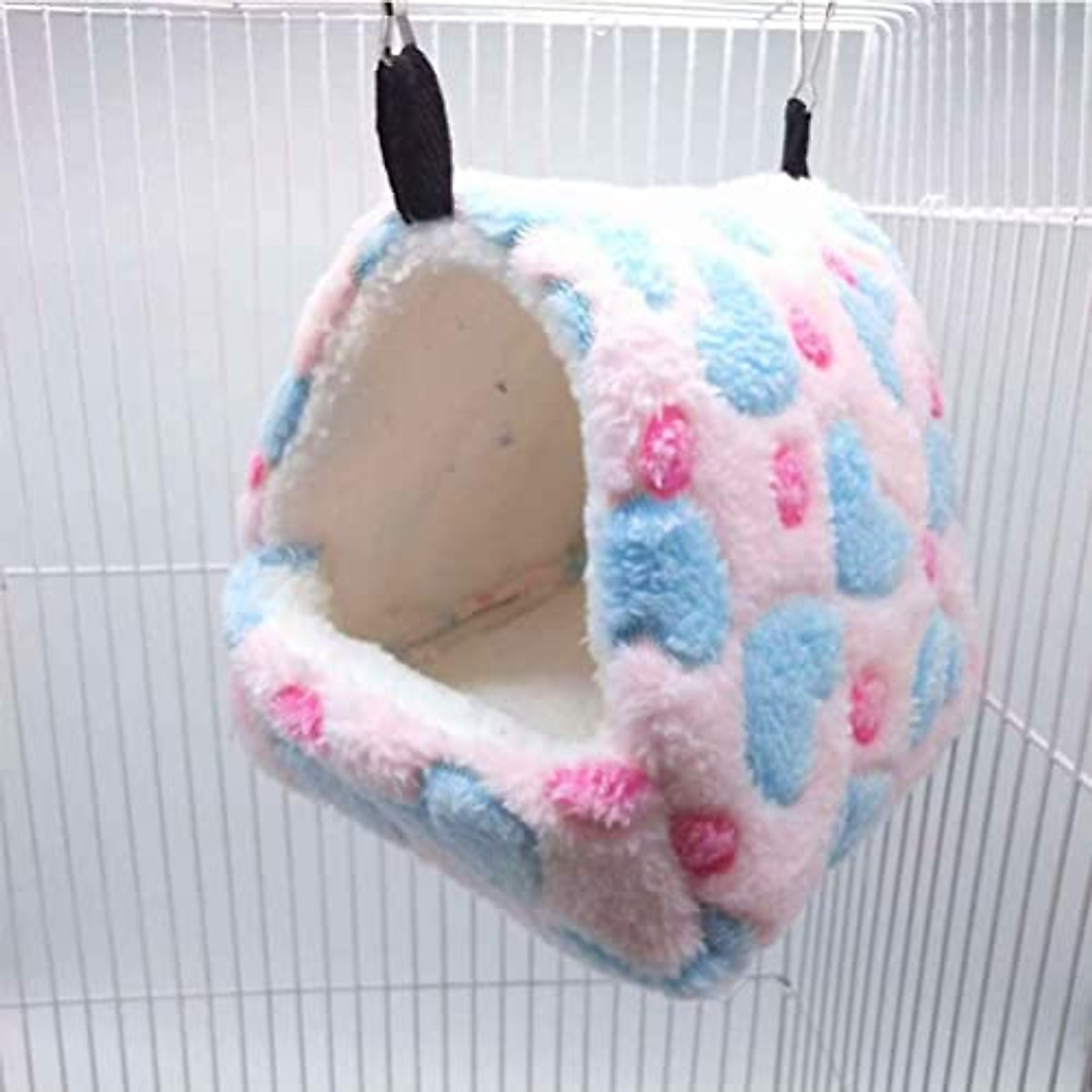 Litewoo Sugar Glider Sleeping Pouch Small Animal Hammock, Hanging Bed Warm Cotton Nest for Rat Hamster Gerbil Sugar Glider Chinchilla Squirrel Guinea Pig (Large Pink)