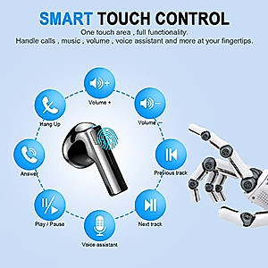 MAXROCK True Wireless Earbuds,TWS Bluetooth Headphones Stereo Powerful Sound TWS Earphones,30H Playtime,Sweat Proof Dual Bluetooth 5.2 Headset with Built-in Mic for Sports,Transparency Black (Black)