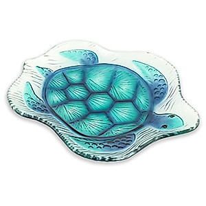 Boston International Glass Serving Plate, Sea Turtle 12 x 10-Inches