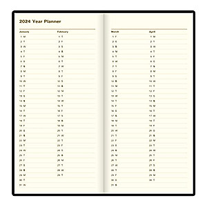 Letts of London Belgravia Weekly/Monthly Planner, 12 Months, January to December, 2024, Vertical, Slim Size, 6.625" x 3.25", Black (C33SUBK-24)