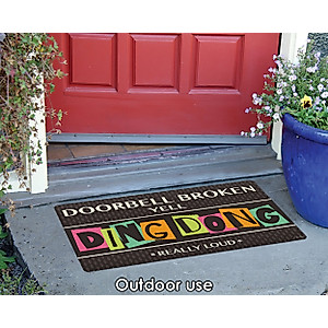 Toland Home Garden 800433 Ding Dong Doorbell Funny Door Mat 18x30 Inch Welcome Outdoor Doormat for Entryway Indoor Entrance