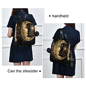 Mcyhzjd Backpack Purse, Boho Crescent Moon Sun Mandala Anti-theft Casual College School Ladies Fashion Shoulder Bag