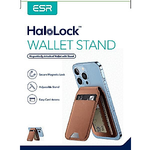 ESR Magnetic Wallet (HaloLock), Compatible with MagSafe Wallet, iPhone Wallet with Adjustable Stand, for iPhone 15/14/13/12 Series, Not for iPhone 13/12 mini, 3 Card Holder, Vegan Leather, Brown