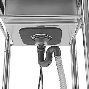 Single Bowl Kitchen Sinks, Commercial Restaurant Sink Prep Table with Faucet, 35.4" W x 21.2" D x 39.3" H Stainless Steel 1 Compartment Sink With Adjustment Feet For Restaurant, Laundry Room