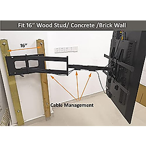 FORGING MOUNT Long Arm TV Mount Full Motion Wall Mount TV Bracket with 43 inch Extension Articulating Arm TV Wall Mount, Fits 42 to 80 Inch Flat/Curve TVs Holds up to 100 lbs,VESA 600x400mm Compatible