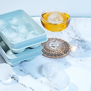 Miaowoof Ice Ball Maker for Mini Fridge, 2.0 Inch Easy Release Round Ice Cube Trays, Space-Saving Large Ice Cube Molds, 2 Pack Ice Trays for Freezer with Lid, Whiskey Ice Cubes for Cocktails & Bourbon