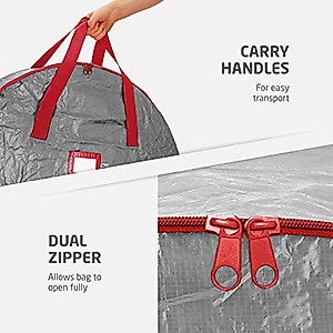 ZOBER Christmas Wreath Storage Bag - Water Resistant Fabric Storage Dual Zippered Bag for Holiday Artificial Christmas Wreaths, 2 Stitch-Reinforced Canvas Handles (24 Inch, Gray, Set of 2)