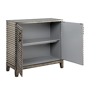 Madison Park West Ridge 2 Shelves Storage Cabinet - Vintage Industrial Rustic Modern, Solid Wood Legs Living Room Furniture Accent Chest, 36"W x 14"D x 34"H, Grey