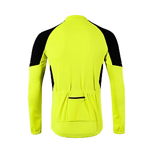 BERGRISAR Cycling Jersey Mens Long Sleeves Mountain Bike Shirts with Zipper Pockets Yellow Size Medium