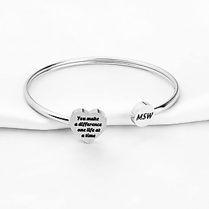 ENSIANTH MSW Gift Social Worker Bracelet You Make A Difference Appreciation Gift for Social Worker, Volunteer (MSW Cuff)