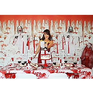 Grabo 4Pcs Halloween Decorations - Bloody Zombie Table Cover, Scary Tablecloth |102 ×51in| for Halloween Party Supplies Decoration, Horror Halloween Birthday Party