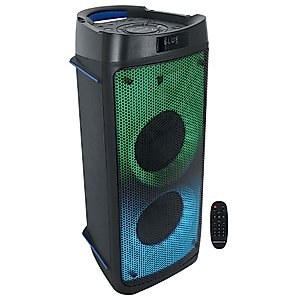 Rockville BASS Party 65 1200w Battery Powered LED Bluetooth Speaker Mic Input, Black