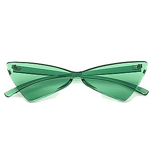 OLIN Triangle Thick Rimless Sunglasses One Piece Colored Transparent glasses For Women and Men, Green