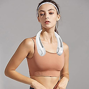Neck Fans Portable Rechargeable, Bladeless Portable Fans Hands Free Neck Fans Headphone Design 360° Cool-ing Fan 3 Speeds Hanging Neck-Fan for Outdoor Sports Travel, White, One Size