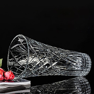 Vase 12" Flower Vases, Tall Crystal Vase, Clear Lead-Free Glass Vase for Flowers, Large Glass Vases for Living Room, Dining Table Centerpieces Decor