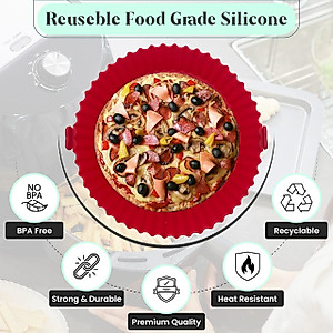 2 Pack Air Fryer Silicone Liners Pot - Replacement of Flammable Parchment Paper - Airfryer Silicone Crock Pot Liners - Airfly Oven/Microwave Accessories - Red+Blue - 8x6.75 Inches (Pack of 2)