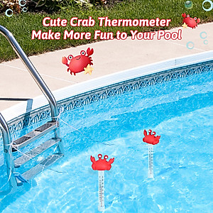 Floating Pool Thermometer, Large Display with String Easy to Read, Shatter Resistant, for Outdoor & Indoor Swimming Pools, Spas, Hot Tubs & Aquariums (Crab)