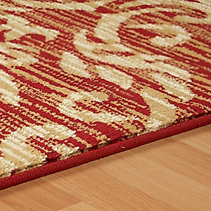 SUPERIOR Indoor Large Area Rug with Jute Backing, Bold Floral Design, Perfect for Living Room, Bedroom, Kitchen, Dorm, Office, Hallway, Entryway, Hardwood Floors, Fleur Collection, 5' x 8', Red