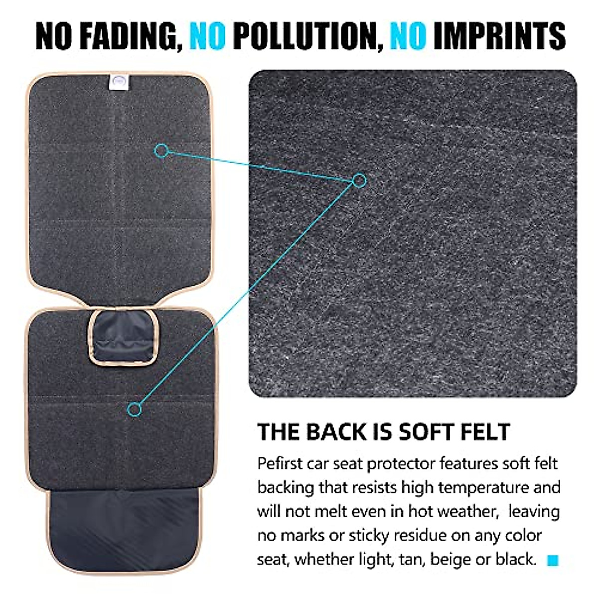 pefirst Car Seat Protector, Extra Thick Car Seat Covers Non-Slip Waterproof Mat Pad Leaving No Imprints Marks for Child Baby Pet Truck SUV Automobile (Beige-A)