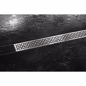 Schluter Kerdi-Line Brushed Stainless Steel Grate Assembly for Tile and Stone Coverings - Adjustable, Square Design - 3/4" Frame, 20" Length - KL1B19EB50