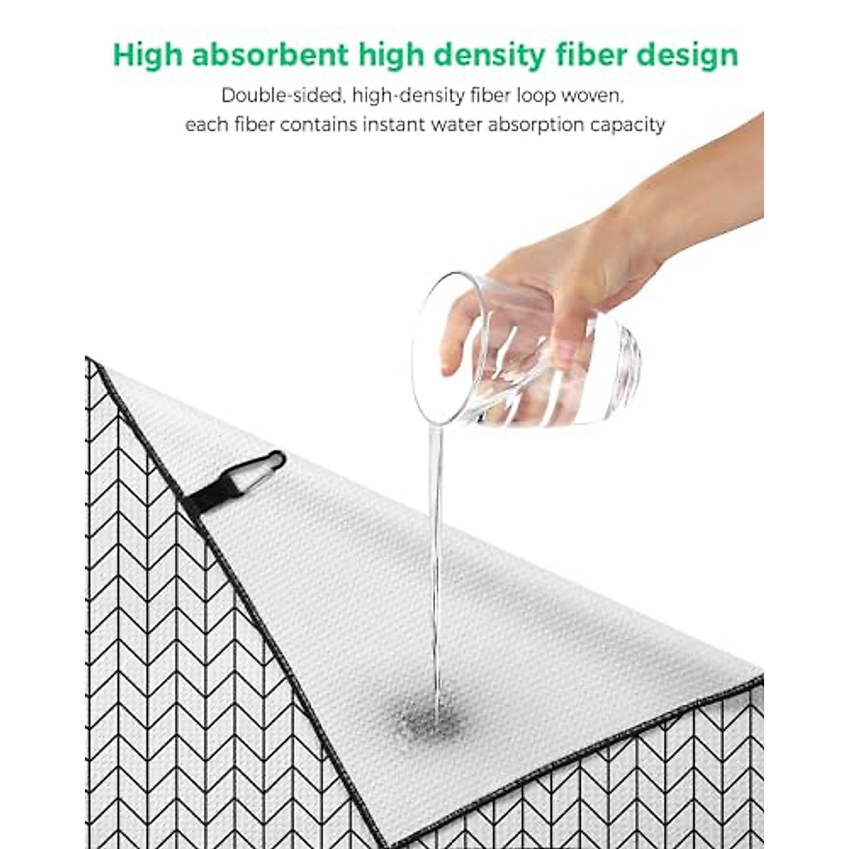 Golf Towel Black Stripe Line Chevron White,Waffle Pattern Microfiber Club Cleaner Golf Towels with Carabiner Clip for Women Men Dad,Minimalist Abstract Geometric Art Golf Towel for Golf Bags,24x16in