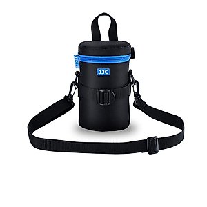 JJC Camera Lens Pouch Case for Canon RF 85mm EF-S 55-250mm EF 24-70mm Nikon Nikkor AF 70-300mm & More, Zipper Polyester Lens Protective Bag Interior Size 3.1x6.1”
