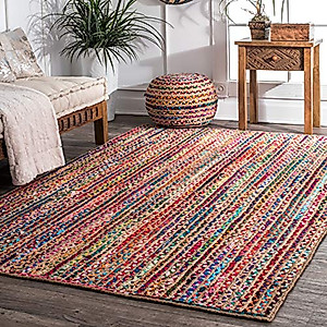 nuLOOM Aleen Bohemian Cotton/Jute Area Rug, 6' x 9', Multi