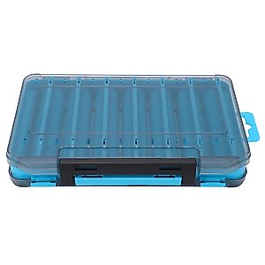 Folanda Double Sided Lure Box, Breathable Plastic Double Sided Fishing Tackle Box with Anti Lost with Handle, Waterproof Space Saving Tackle Storage Organizer for Outdoor Fishing(Blue)