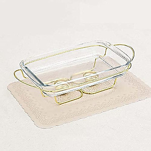 Chafing Dish Food Warmer Stainless Rectangular Buffet Server with 1 Tempered Glass Bakeware for Buffet Catering Kitchen Party (Silver)