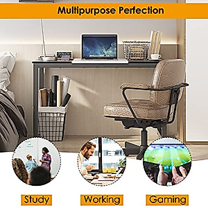 soges 47.2 Inch Computer Desk Home Office Desks Modern Laptop Table Industrial Study Writing Desk Suitable for Home Gaming Room Bedroom and Workstation, Black&White