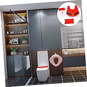 Uonlytech 1 Set Christmas Toilet Cover Wc Cover Christmas Floor Mat Kit Xmas Toilet Mat Toilet Warmer Cover Christmas Toilet Rug Water Tank Cover Gnome Toilet Cover Elder Cloth Radiator Cap