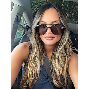 DIFF Lenox Black + Grey, Designer Oversized Aviator Sunglasses for Women UV400 Protection