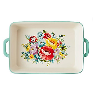 Generic Pioneer Woman Ceramic 9x13 Baker with Lid and 1 Kitchen Towel., Floral