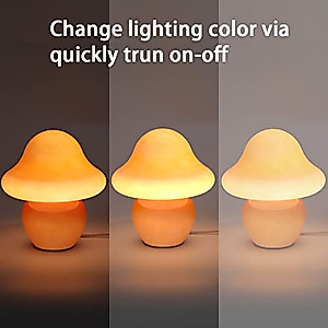 HEQET Mushroom Lamp Orange Glass Mushroom Table Lamp for Bedrooms, Living Room, Aesthetic Lamps for Bedroom, Cute Bedside Lamp