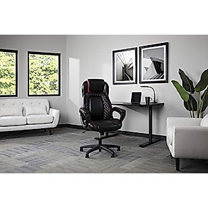 OFM Essentials Collection Racing Style SofThread Leather High Back Office Chair, in Red