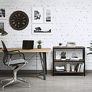 Lavish Home 3-Tier Bookshelf – Industrial Style Wooden Bookcases – Freestanding Shelving Unit for Home or Office (Brown Woodgrain) Set of 1