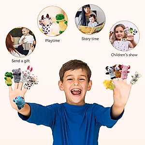 5 PCS Finger Puppets for Kids Toddlers Ages 1-3 3-5 4-8, Mini Plush Animals Baby Finger Puppet Toys, Show Theater Props, Small Prize Box and Bulk Party Favors for Kids, Toddlers